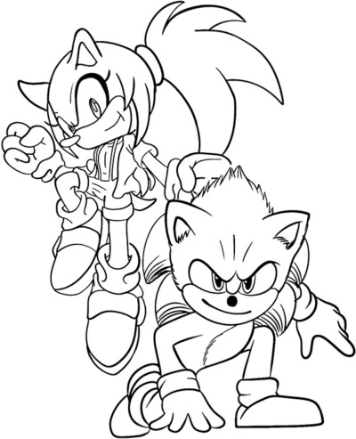 Darmowa kolorowanka Sonic i Amy Rose - E-kolorowanki.eu